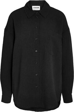 Noisy May Noisy may Nmripple L/S Oversized Shirt WVN Noos Chemisier à Manches Longues, Noir, M Femme