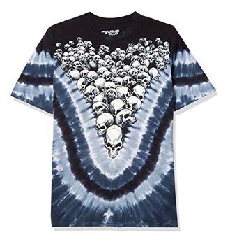 Liquid Blue T-shirt bleu liquide fantaisie boneyard crânes V Tie Dye - multicolore - Medium