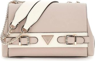Guess Femme, Sacs, Beige, Taille: ONE Size Sac Bandouli&egrave;re en Similicuir Martel&eacute; Taupe