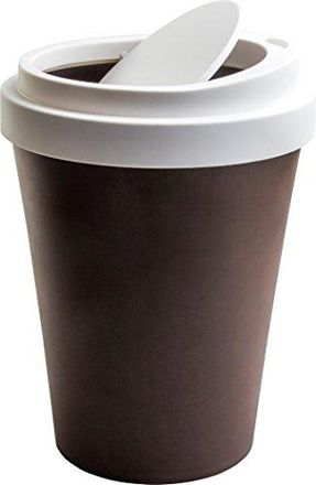 Qualy Qualy Coffee to go Tisch M&uuml;lleimer, Kunststoff, Braun-Wei&szlig;, 25cm