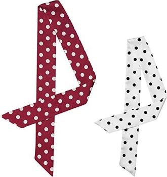 Allegra K Lot de 2 &eacute;charpes fines et soyeuses des ann&eacute;es 50 &agrave; pois, Rouge et blanc., 196*5cm/77*2(L*W)