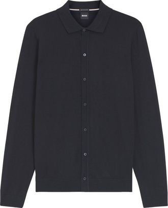 HUGO BOSS Leichtes Strickhemd aus Schurwolle in