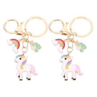 BESTONZON Lot de 2 Porte-Clés Suspendus en Alliage de Zinc Pendentifs Licorne Arc-en-Ciel Rose Porte-Clés Décoratifs Résistants à LUsure pour Paquet Accessoires