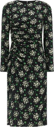 Dolce & Gabbana Femme, Robes, Noir, Taille: 38 FR Floral Print Charmeuse Midi Dress
