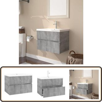 vidaXL Meuble lavabo avec bassin intégré Sonoma gris Bois dingénierie - Meuble Lavabo - Meuble Sous Évier - Vasque Intégrée - Salle De Bain - Design Moderne