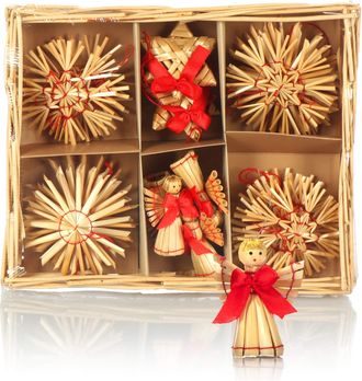 Com-Four 22x Strohsterne im Mix-Set - Christbaum-Schmuck - Stroh-Anhänger für den Weihnachtsbaum - natürlicher Christbaum-Behang - Weihnachtsdekoration (22-tei