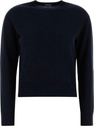Max Mara Femme, Pulls, Bleu, Taille: 34 FR Pull en maille m&eacute;lang&eacute;e de cachemire &agrave; col rond