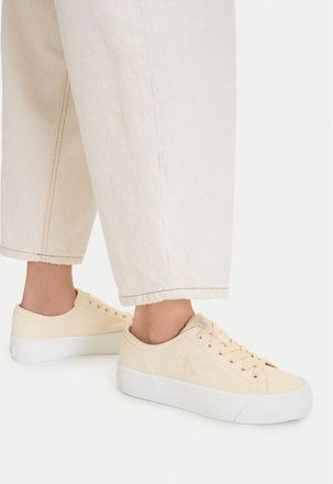 Calvin Klein Sneakers Vulc Flatform Low Canvas Mg YW0YW01763 &Eacute;cru