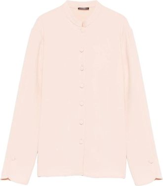Emporio Armani Femme, Blouses et Chemises, Rose, Taille: 38 FR Sheer Logo Print Button-Front Shirt