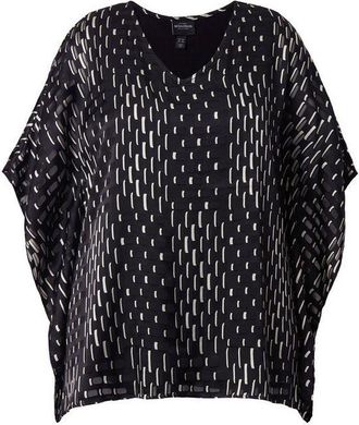 Ulla Popken Druckbluse Mesh-Bluse doppellagig Oversized V-Ausschnitt