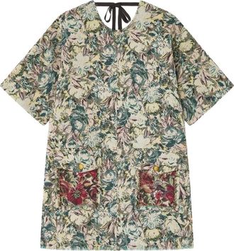 Ganni Minikleid mit Blumen-Print - Nude