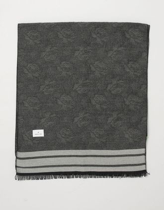 Manuel Ritz Gestreifter Schal aus Mohairmischung von mit Blumenmotiv und Fransen