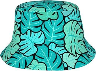 Generic Personnalisé Seau Chapeau Motif Monstera Chapeaux de Seau Imprimé Bobs Homme pour Voyage Filles pêche