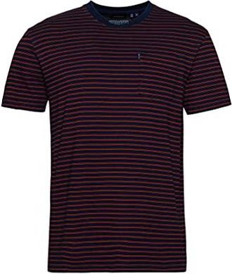 Superdry T- Shirt à Rayures, Dark Indigo/American Red, S Homme