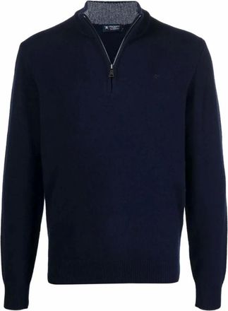Hackett Pull en maille &agrave; demi-zip - Homme - Pulls - Bleu - Taille: M