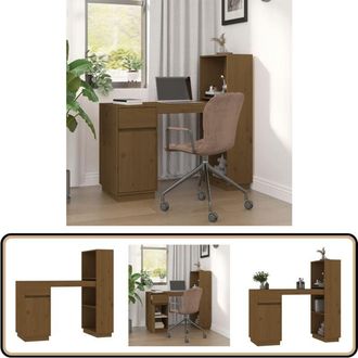 vidaXL Schreibtisch Honigbraun 110x53x117 cm Massivholz Kiefer - Kiefernholz Schreibtisch - Holz Schreibtisch - Esszimmer Tisch - Home Office - Bürostuhl