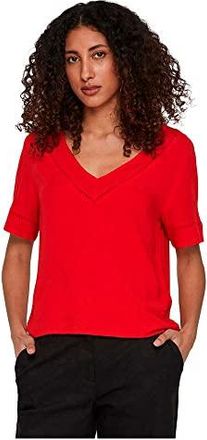 Vila Vila Vimesa Detail T-Shirt à col en V S/S, Flamme écarlate, 38 Femme