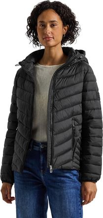 Street One Damen 2005548 Jacke mit Abnehmbarer Kapuze, Black, 36