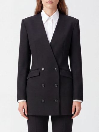 Andamane Blazer crois&eacute; en laine m&eacute;lang&eacute;e &agrave; &eacute;paules rembourr&eacute;es