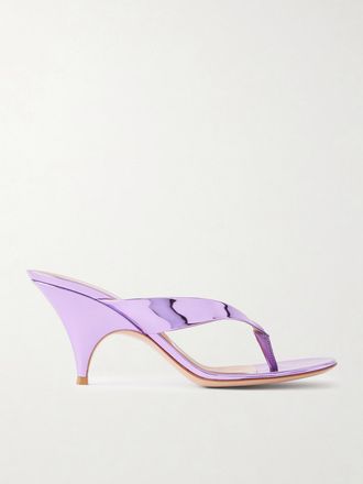 Gianvito Rossi Sofia Thong 70 Mirrored-leather Sandals - Purple