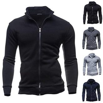 Generic Vestes de sport décontractées pour homme avec fermeture éclair intégrale sans capuche en micro polaire chaude veste active extensible veste légère à m