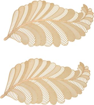 DOITOOL 2 St&uuml;ck Teiliges PVC Platzdeckchen Goldfarben Hitzebest&auml;ndig Abwaschbar mit Kreativem Hohlmuster Rutschfestes Tischset f&uuml;r Esstisch Dekorativ und Prak