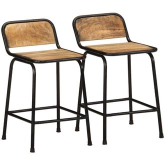vidaXL Vidaxl - Tabourets de bar lot de 2 pcs bois massif manguier brut