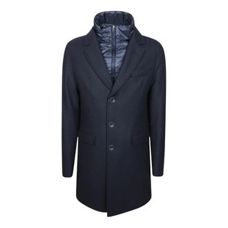 Herno Cappotto Lana Pettorina - Homme - Manteaux - Bleu - Taille: L