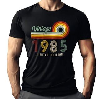 Lobo Negro T-Shirt Homme 40 Ans, Vintage Année 1985 - 40 Ans à la Perfection, Idée Cadeau Homme Anniversaire, Sérigraphie Durable, Fabriqué en Allemagne, ÖKO-TEX