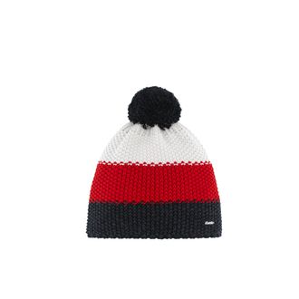 Eisb&auml;r Star Pompon M&uuml;tze mehrfarbig - Klassische Winterm&uuml;tze f&uuml;r Damen und Herren mit Merino-Mix, Dreistreifen-Design, Kuschelfleece & Bommel - Strickm&uuml;tze, 