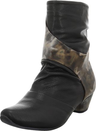 Think Think AIDA Damen chromfrei gegerbte nachhaltige Stiefelette, SCHWARZ/Kombi 0010, 38.5 EU