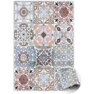 Tulup Tapis Vinyl pvc Antid&eacute;rapant pour Chambre et Cuisine - Carreaux portugais - 80x120 cm