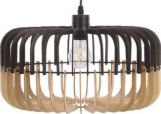 Beliani Stilvolle H&auml;ngelampe MDF-Platte heller Holzfarbton/schwarz Sous