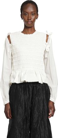 Renli Su Smocked Cotton Blouse