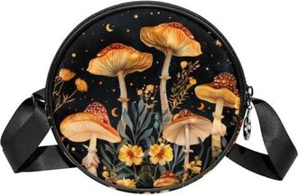 Generic Sac &agrave; bandouli&egrave;re rond rond pour femme, petit sac &agrave; bandouli&egrave;re champignon avec fermeture &eacute;clair, bretelles r&eacute;glables, d&eacute;contract&eacute; pour femmes et fill