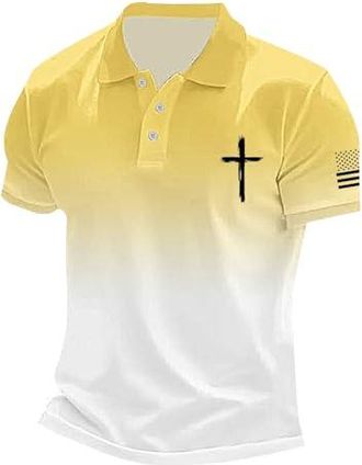 Generic Polo &agrave; manches courtes pour homme - T-shirt de travail respirant - Coupe droite - Polo d&eacute;t&eacute; d&eacute;contract&eacute; et l&eacute;ger - Pour homme, jaune, S