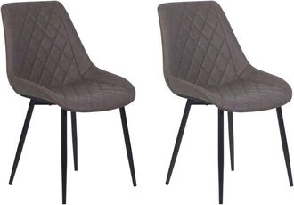 Beliani Esszimmerstuhl 2er Set MARIBEL Kunstleder Dunkelbraun