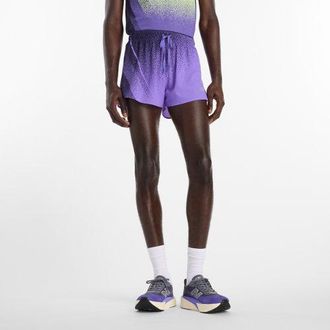 New Balance Homme RC Ultra Light Printed Short 3 en Mauve/Gris, Nylon Tiss&eacute;, Taille 2XL