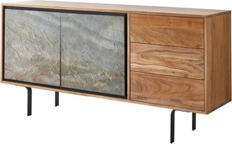 DELIFE Kommode Juwelo 150x40x75 Akazie Natur Stein Beine Schwarz