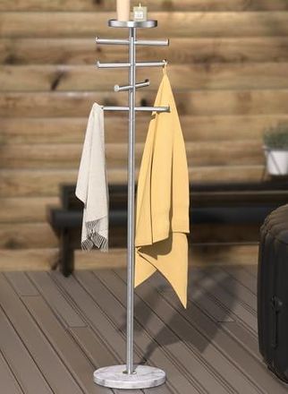 Kes OTR204-2 Porte-serviettes de piscine &agrave; 8 bras en marbre naturel avec base de poids suppl&eacute;mentaire, r&eacute;glable &agrave; 360 &deg;, porte-serviettes dext&eacute;rieur pour 