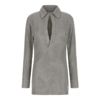 The Attico Rhinestone Mini Dress - - Dresses - Damen - Grau - S
