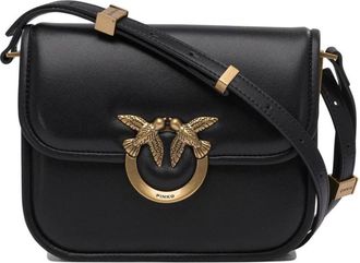 Pinko Pinko, Femme, Sacs, Noir, Taille: ONE Size Love Birds Leather Crossbody Bag