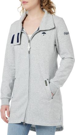 Yuka Paris Damen Lange Sweatjacke, Hellgrau Melange, 38