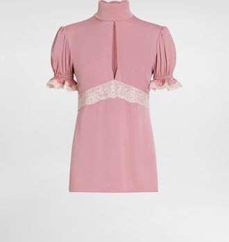 Dolce & Gabbana Charmeuse Stretch Top - Frau Blusen Und Tops Pink Seide 46