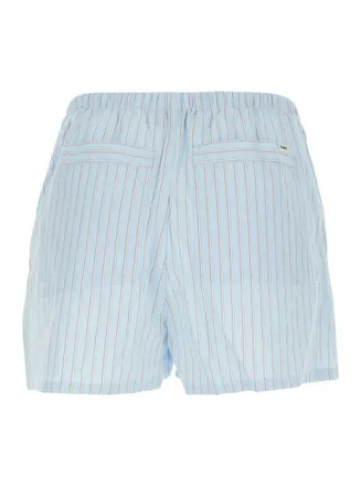 Dunst Womens Shorts Light Blue Striped Cotton