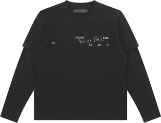 Heliot Emil t-shirt superposé à imprimé graphique - Noir