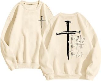 Generic DENGJIAMY Sweats chr&eacute;tiens pour hommes J&eacute;sus Faith V&ecirc;tements Mode Classique Croix Graphique Tops Tendance Printemps Chemise Manches Longues Hommes Pul