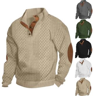 Generic Pull d&eacute;contract&eacute; &agrave; manches longues en cachemire pour homme, col montant d&eacute;contract&eacute; &agrave; manches longues et col montant, kaki, XXL