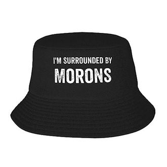 Generic Chapeau De Seau Unisexe Je suis Entour&eacute; DImb&eacute;ciles Chapeaux De Visi&egrave;re &Agrave; Large Bord Mode Bonnet Soleil, pour Sports, Plage, Chasse, 56-58cm