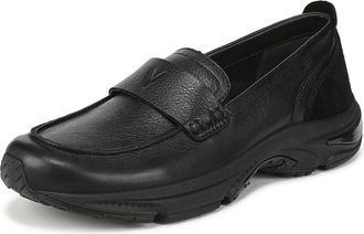 Vionic Damen Walk Roam Loafer Loafer Schleicher, Schwarz Leder, Mittel, EU 38.5